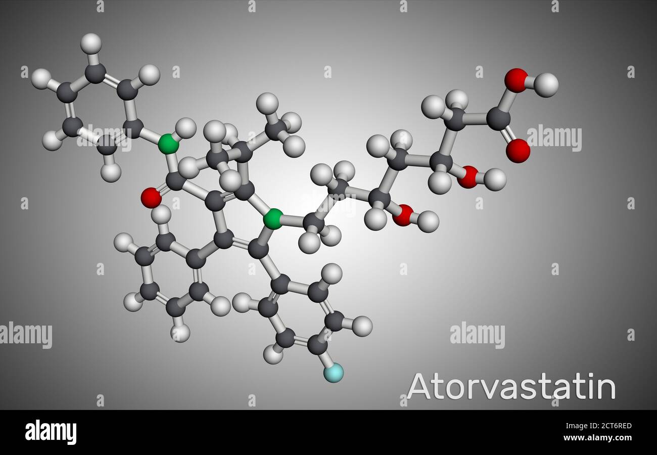 Atorvastatin, statin molecule. It is used for lowering blood ...