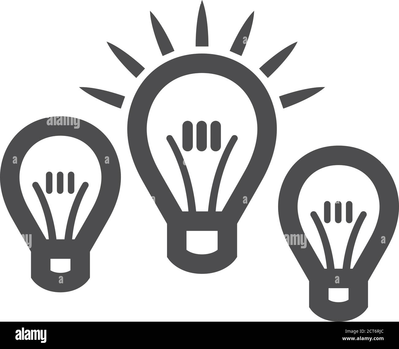 Light bulb icon in thick outline style. Black and white monochrome ...