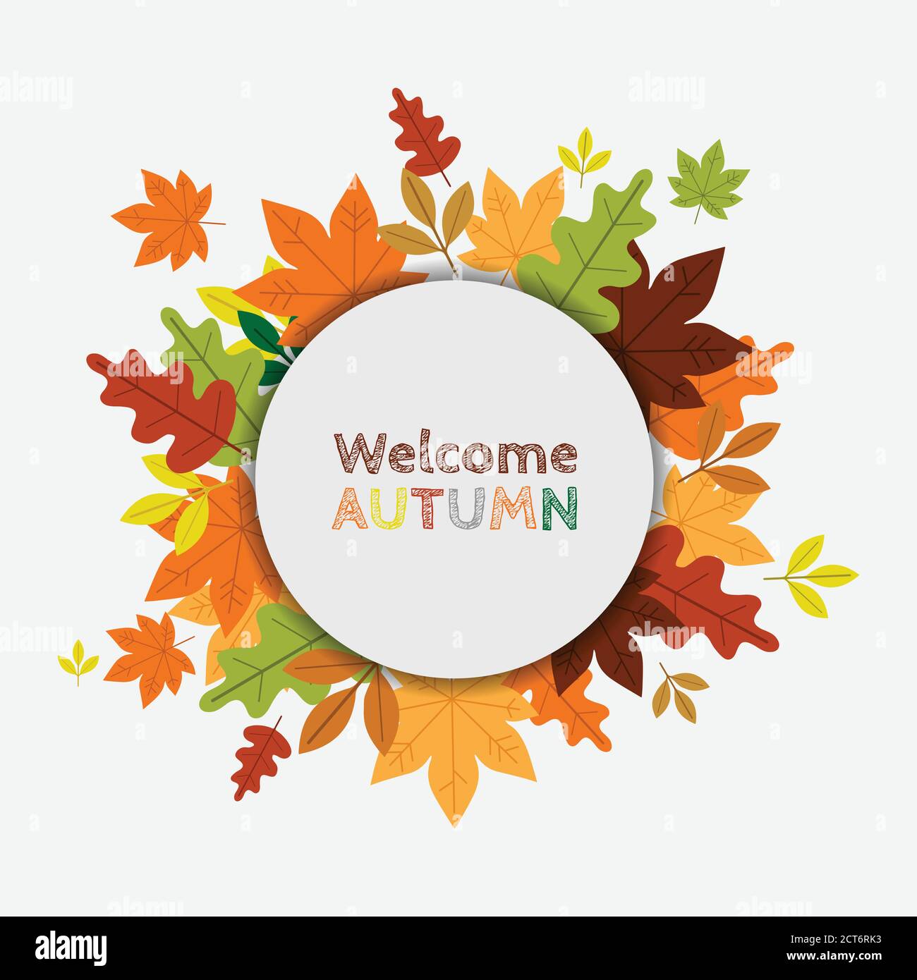Welcome autumn vector background.Autumn season maple and oak leaves ...