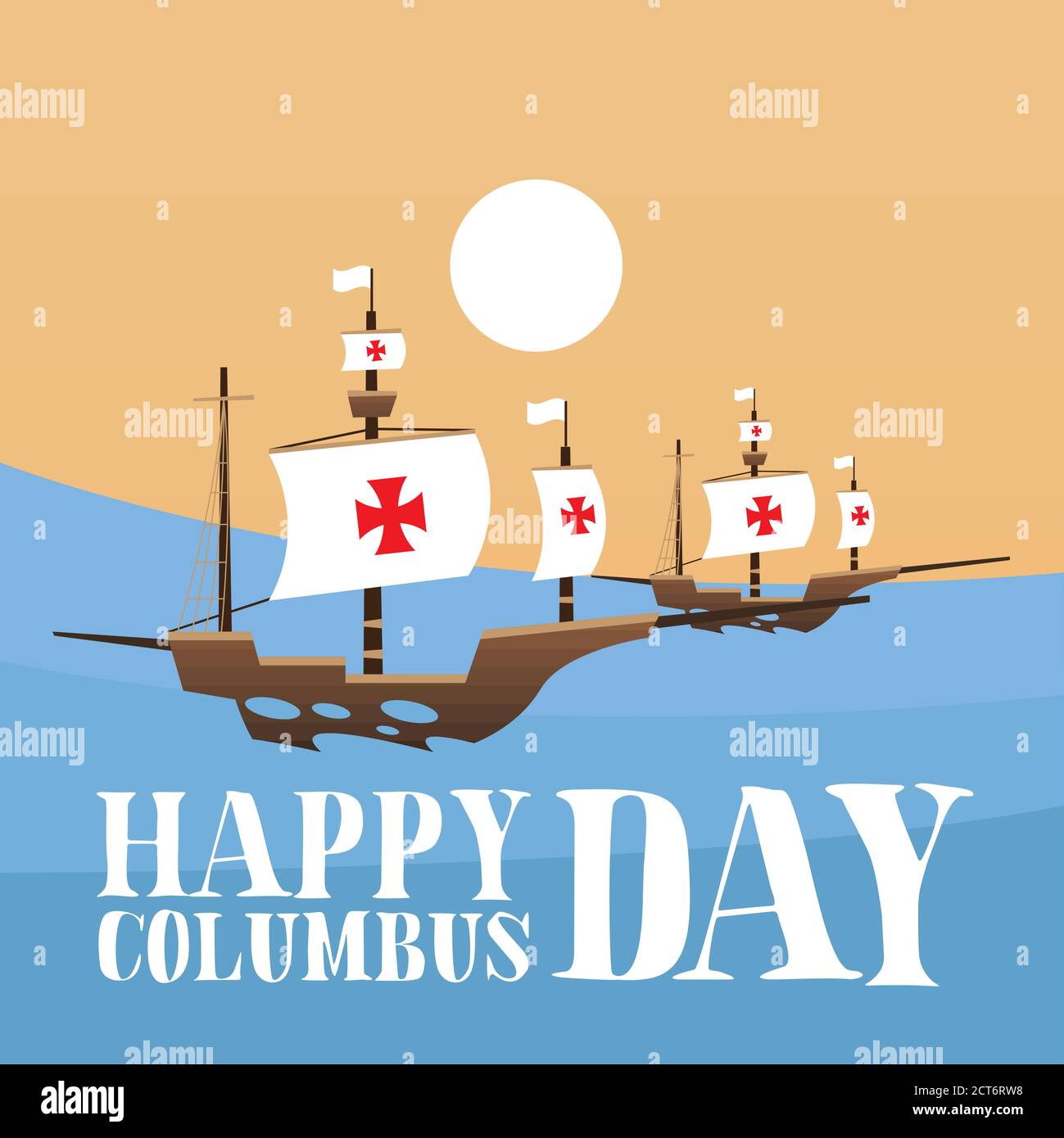 Columbus ship at the sea design of happy columbus day america and ...