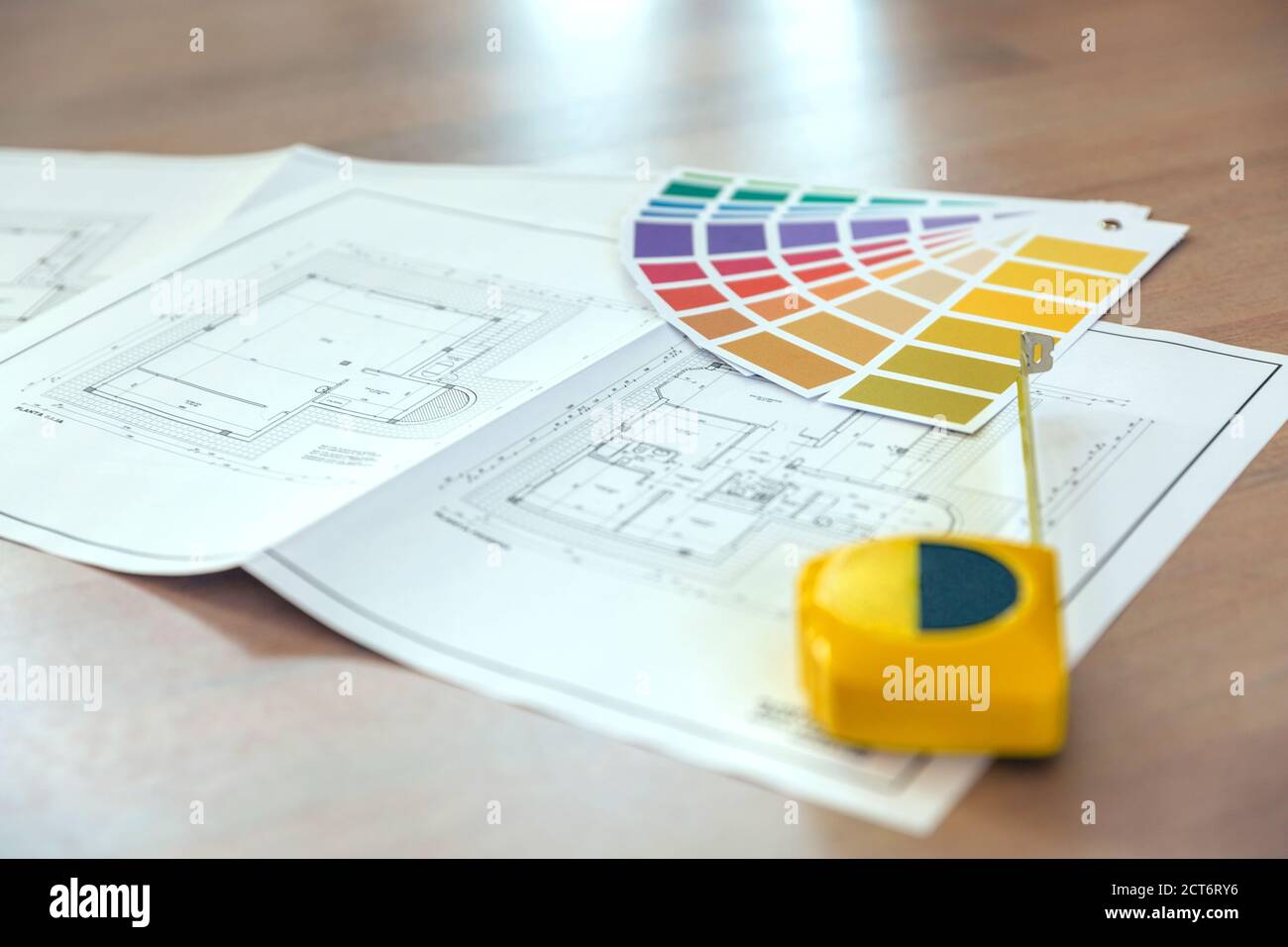 Plan, color palette and metre Stock Photo - Alamy