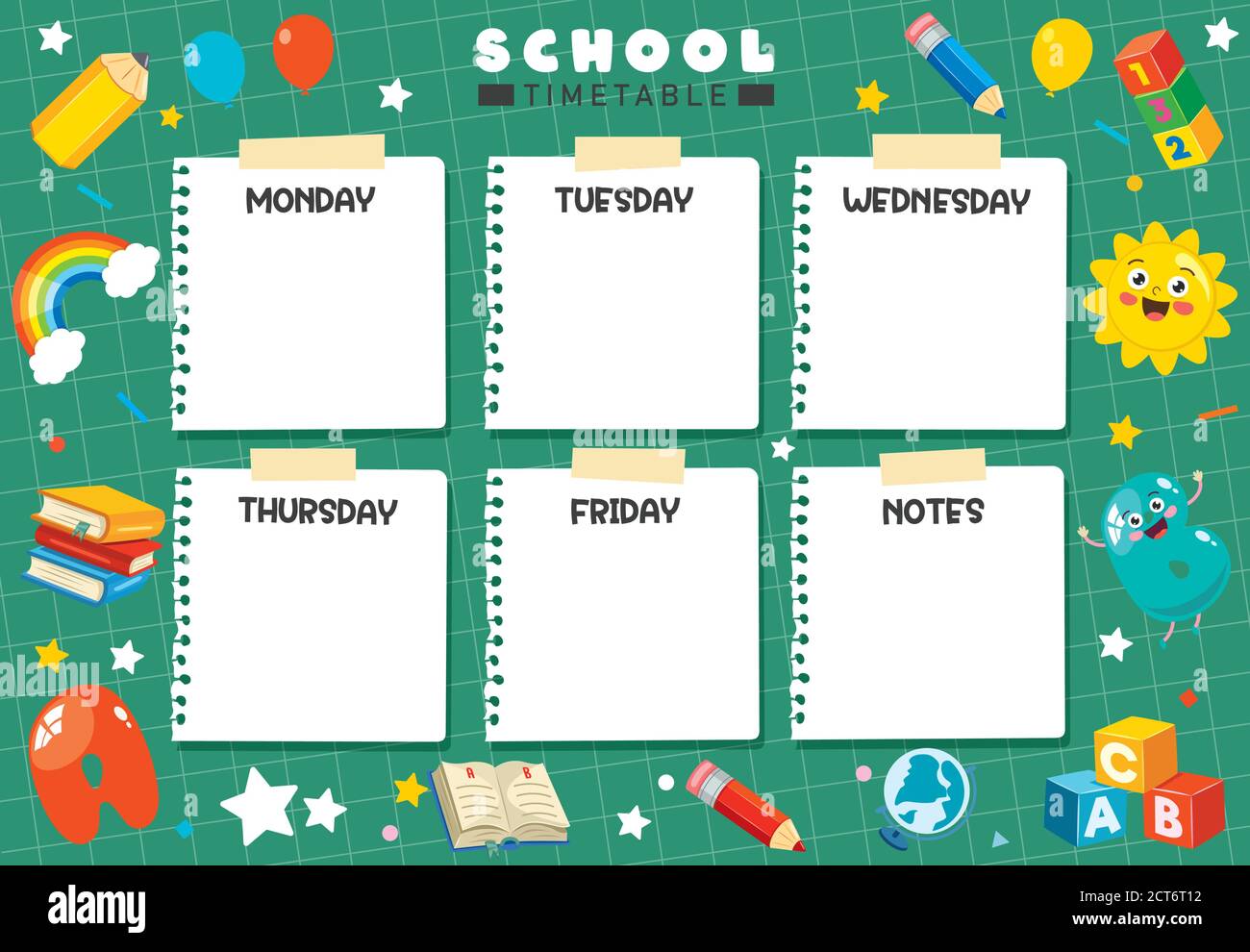 Daily And Weekly Planner For Children Stock Vector Image & Art - Alamy