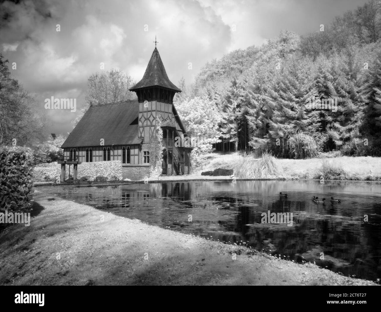 Infrared image of the Masonic Lodge and mill pond at Rickford in the ...