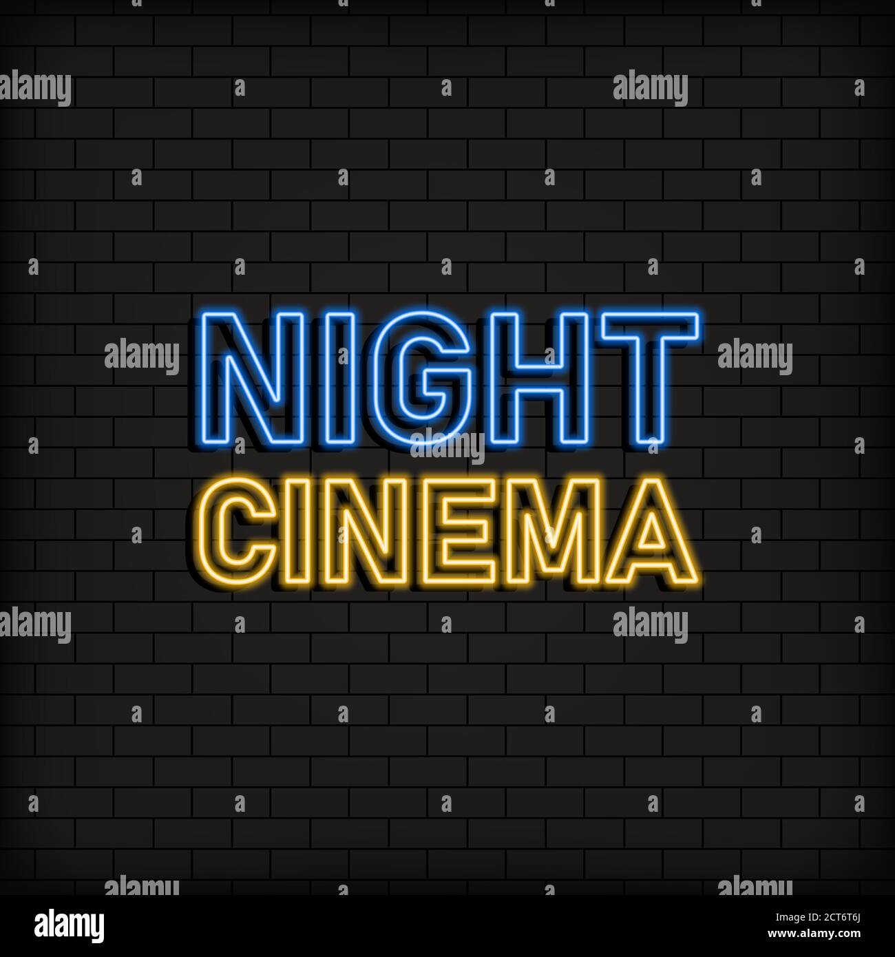 Night cinema neon icon. Cinema and entertainment concept, advertisement ...