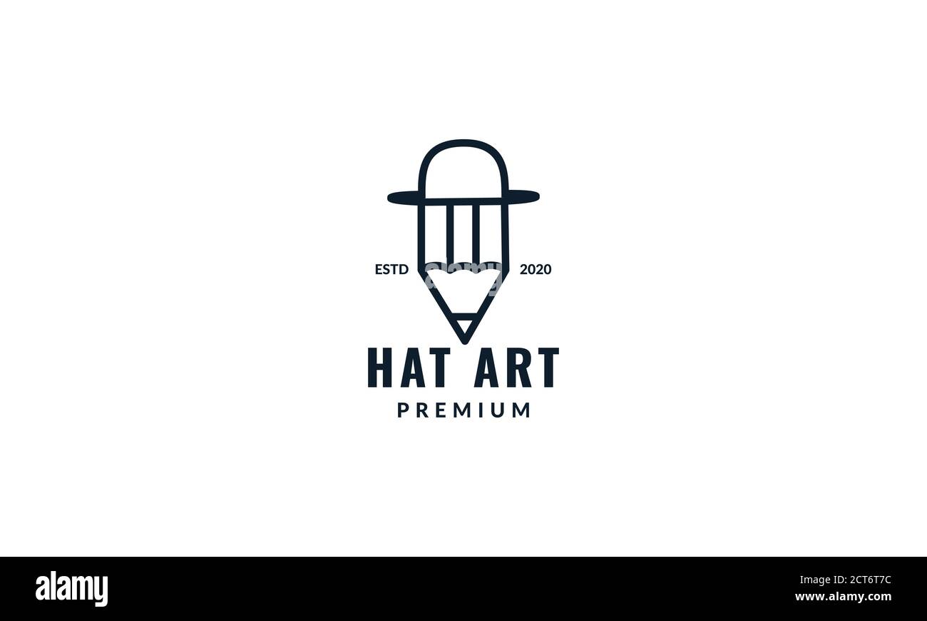 illustration of pencil and hat line logo design icon Stock Vector Image ...