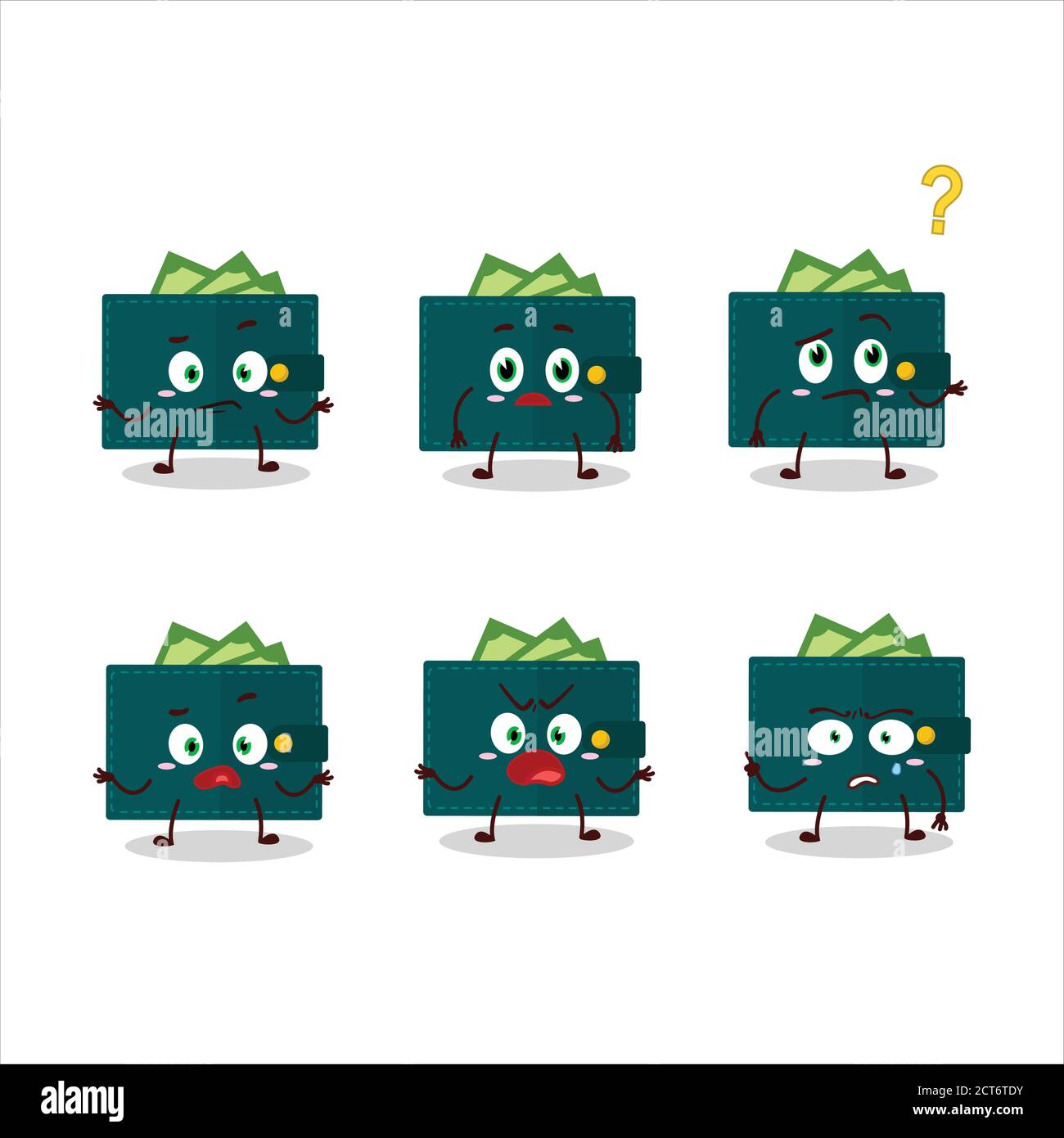 Cartoon character of green wallet with what expression Stock Vector ...