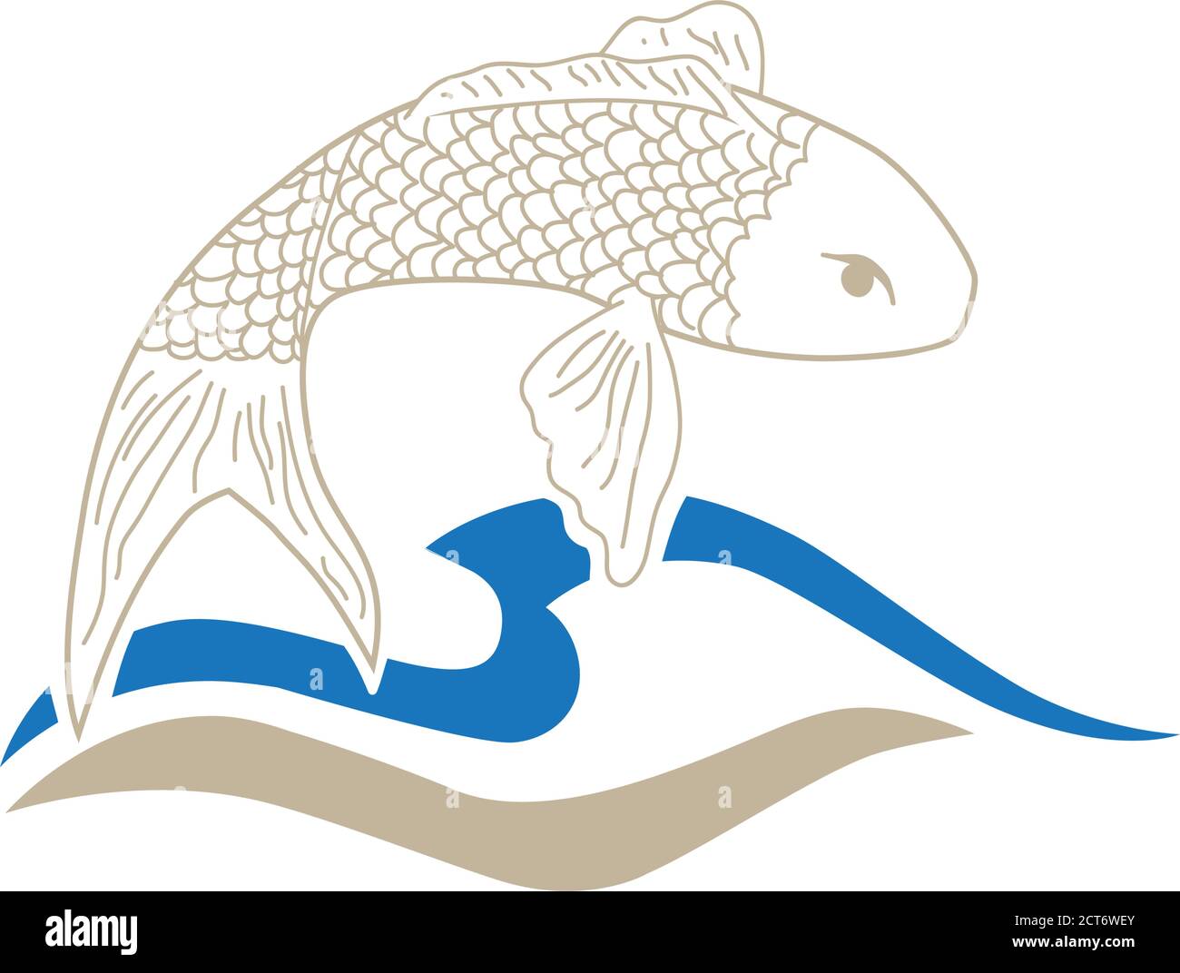 blue fish and ocean wave Stock Vector Image & Art - Alamy