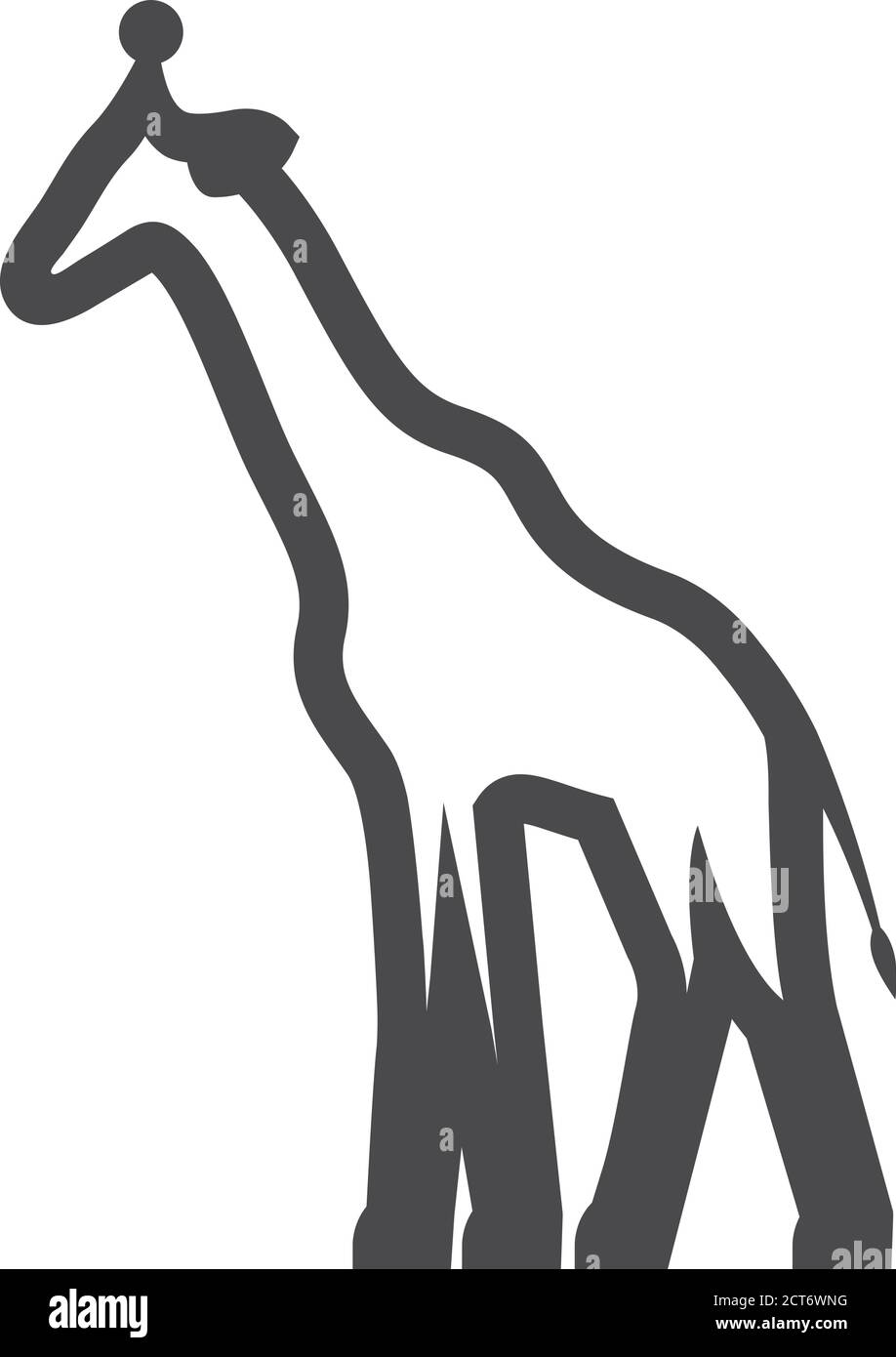 Giraffe icon in thick outline style. Black and white monochrome vector ...