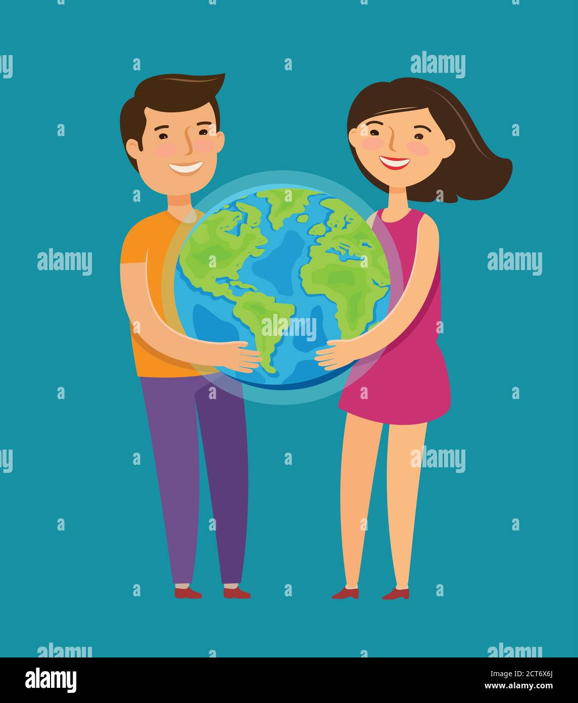 Environment protection, ecology concept. Children hold planet in their ...