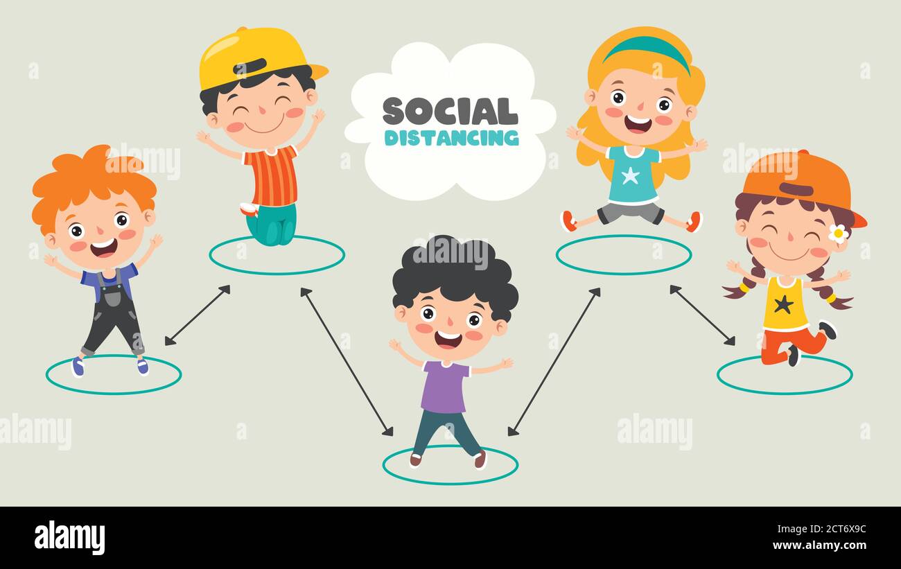 Social Distance Rules For Children Stock Vector Image & Art - Alamy
