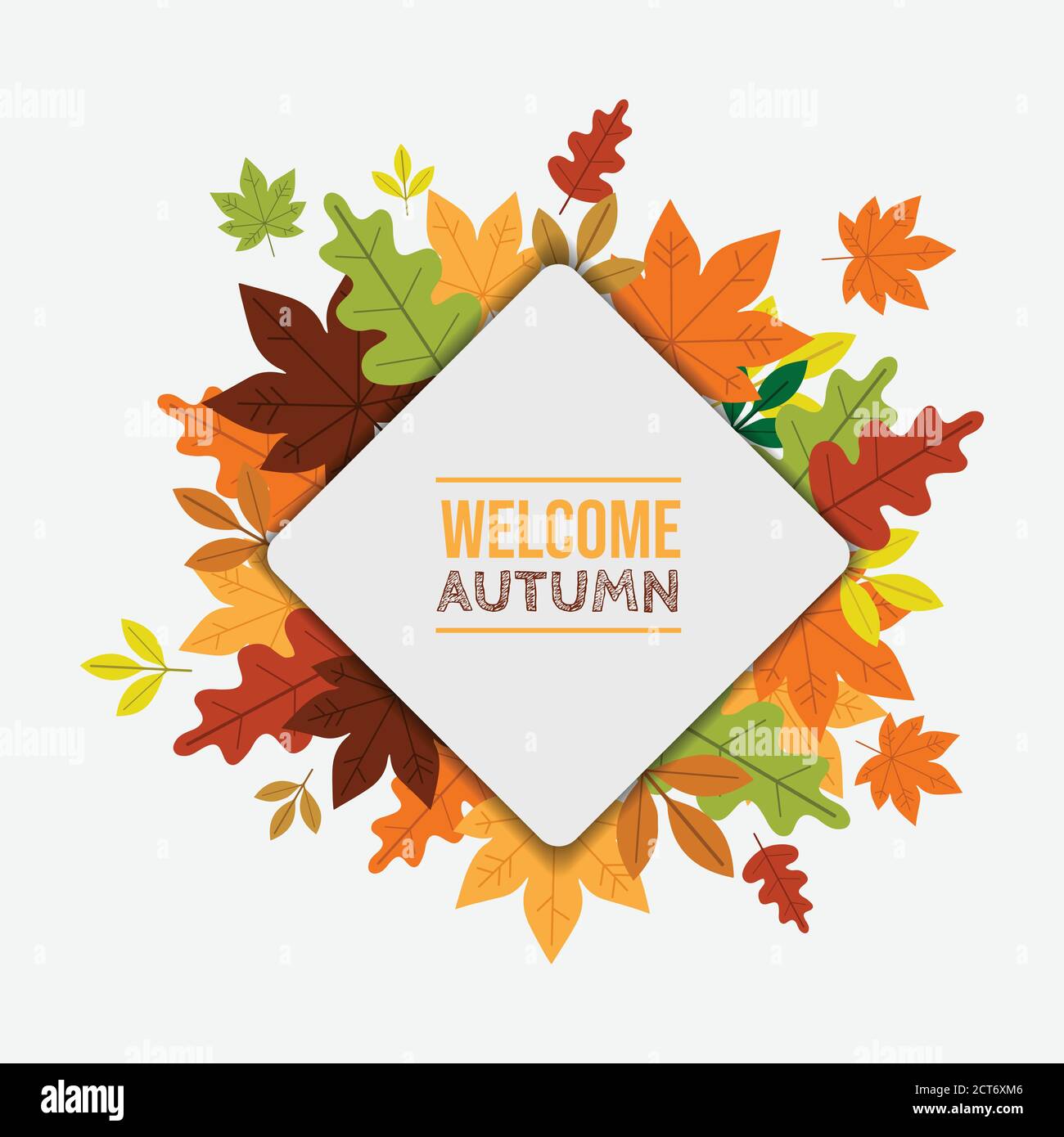 Welcome autumn vector background.Autumn season maple and oak leaves ...