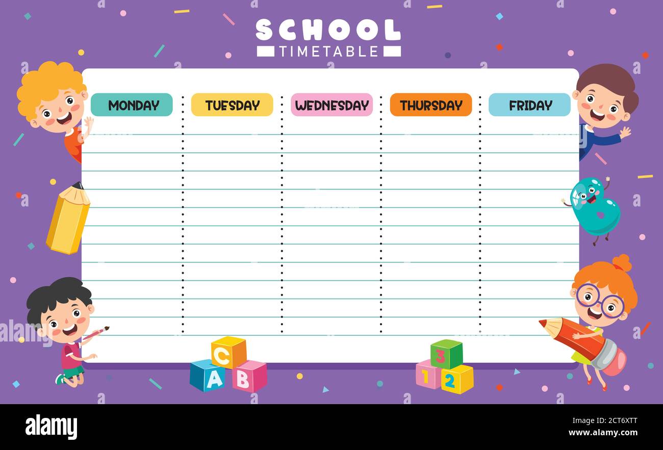 School timetable weekly planner schedule for students hi-res stock ...