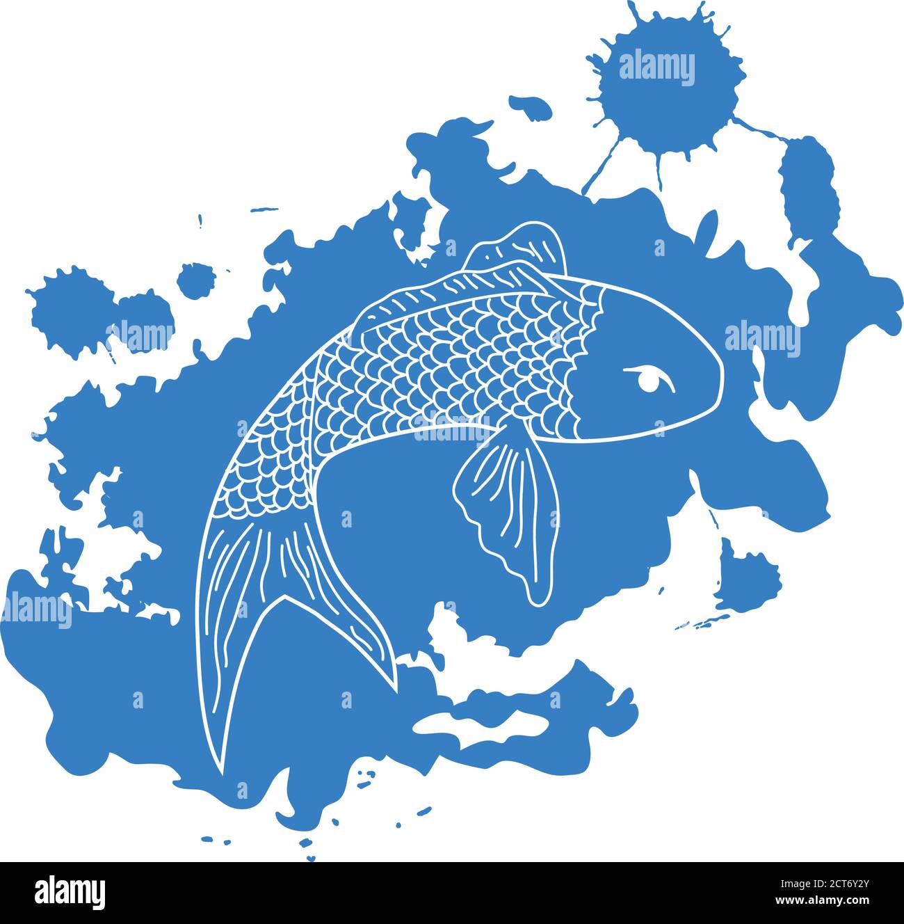 blue fish and ocean wave Stock Vector Image & Art - Alamy