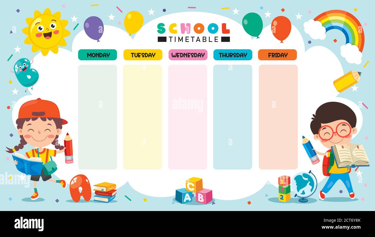 Daily And Weekly Planner For Children Stock Vector Image & Art - Alamy