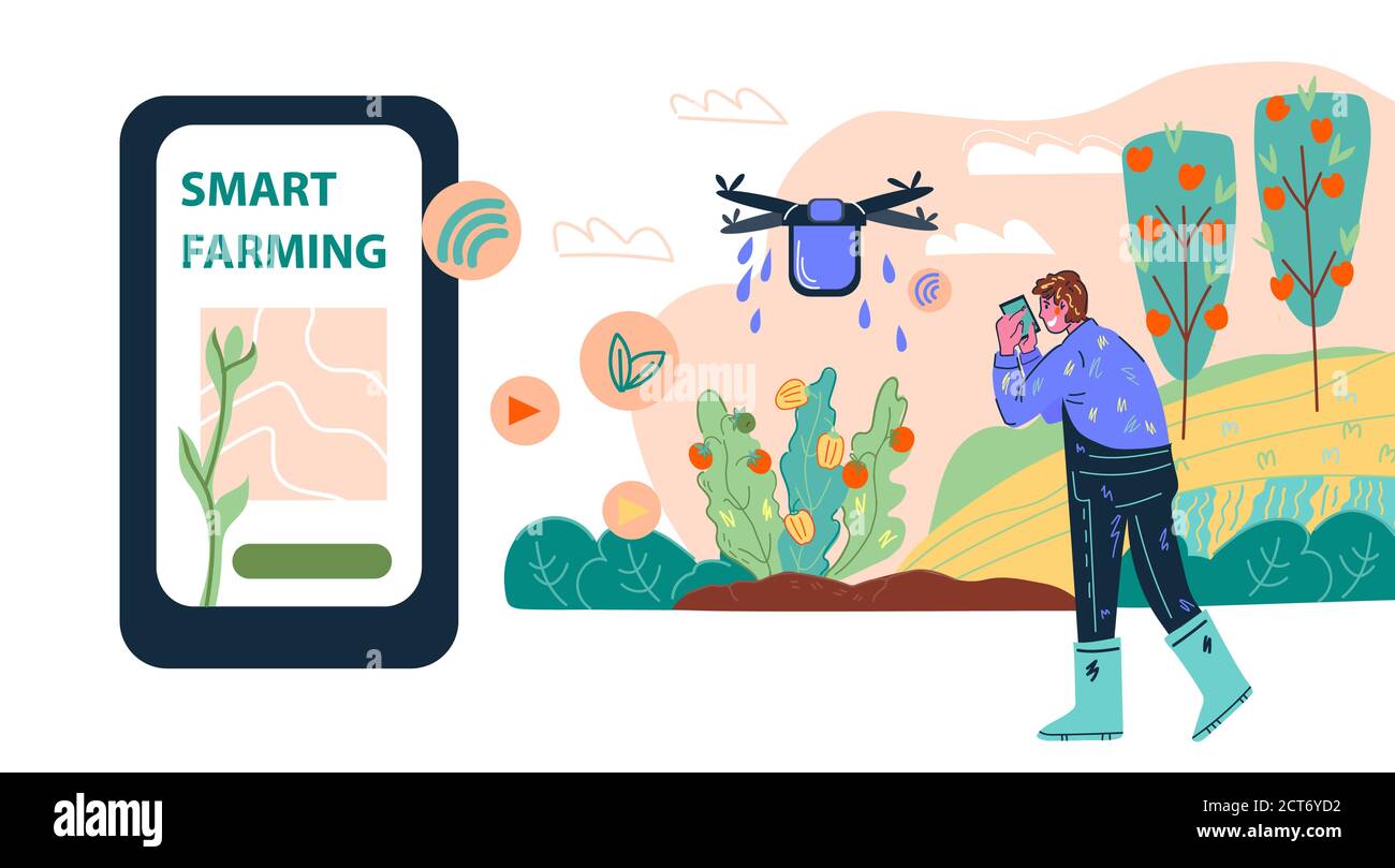 Smart farming technology and agricultural wireless system concept with ...