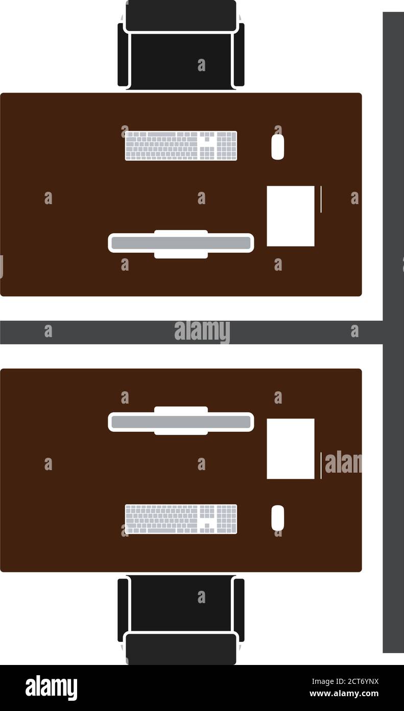 Office Table Top View Icon. Flat Color Design. Vector Illustration ...