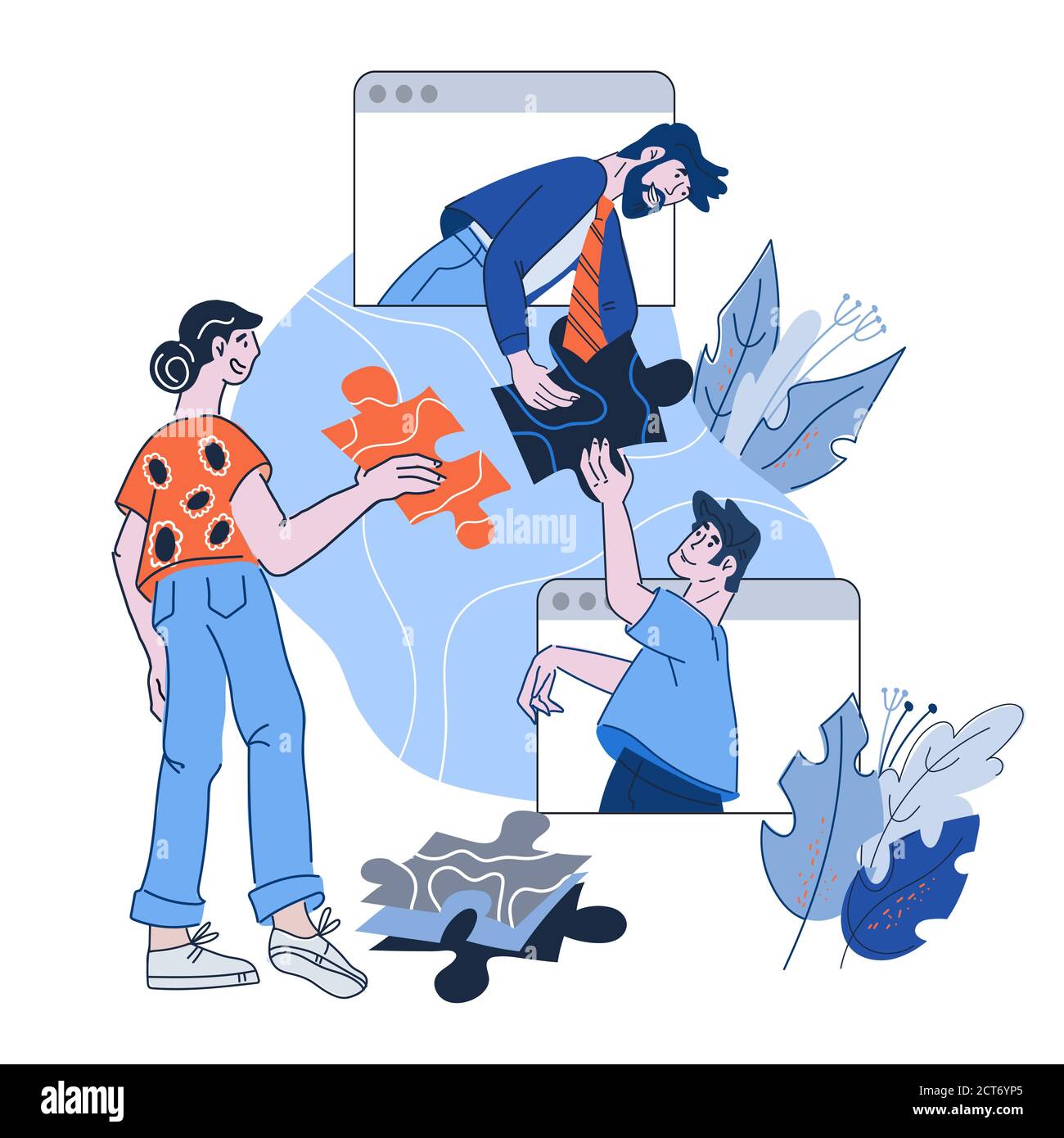 Business team cooperation and collaboration concept with people cartoon ...