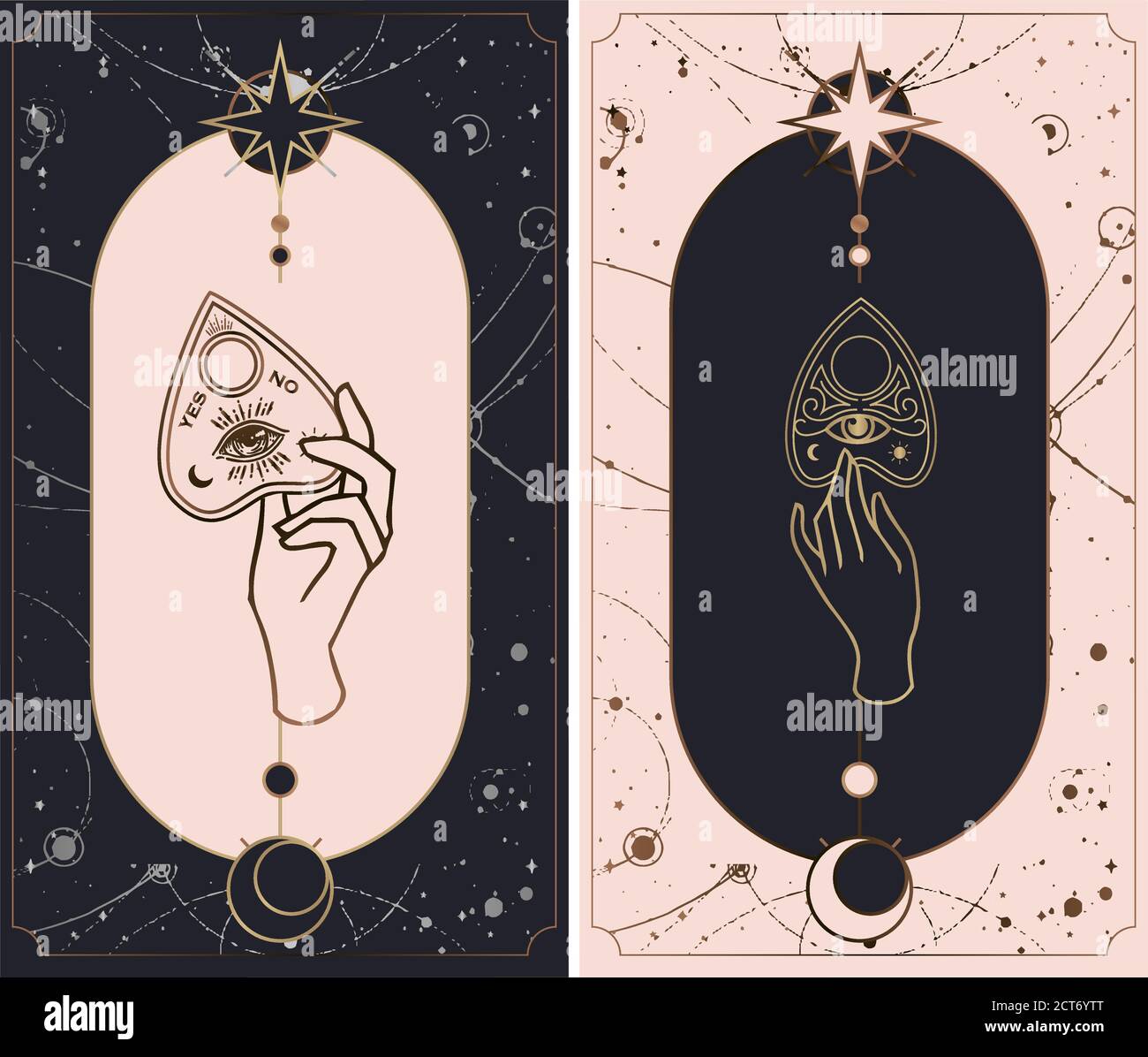 Ouija planchette with eye of providence line art, vector illustration ...