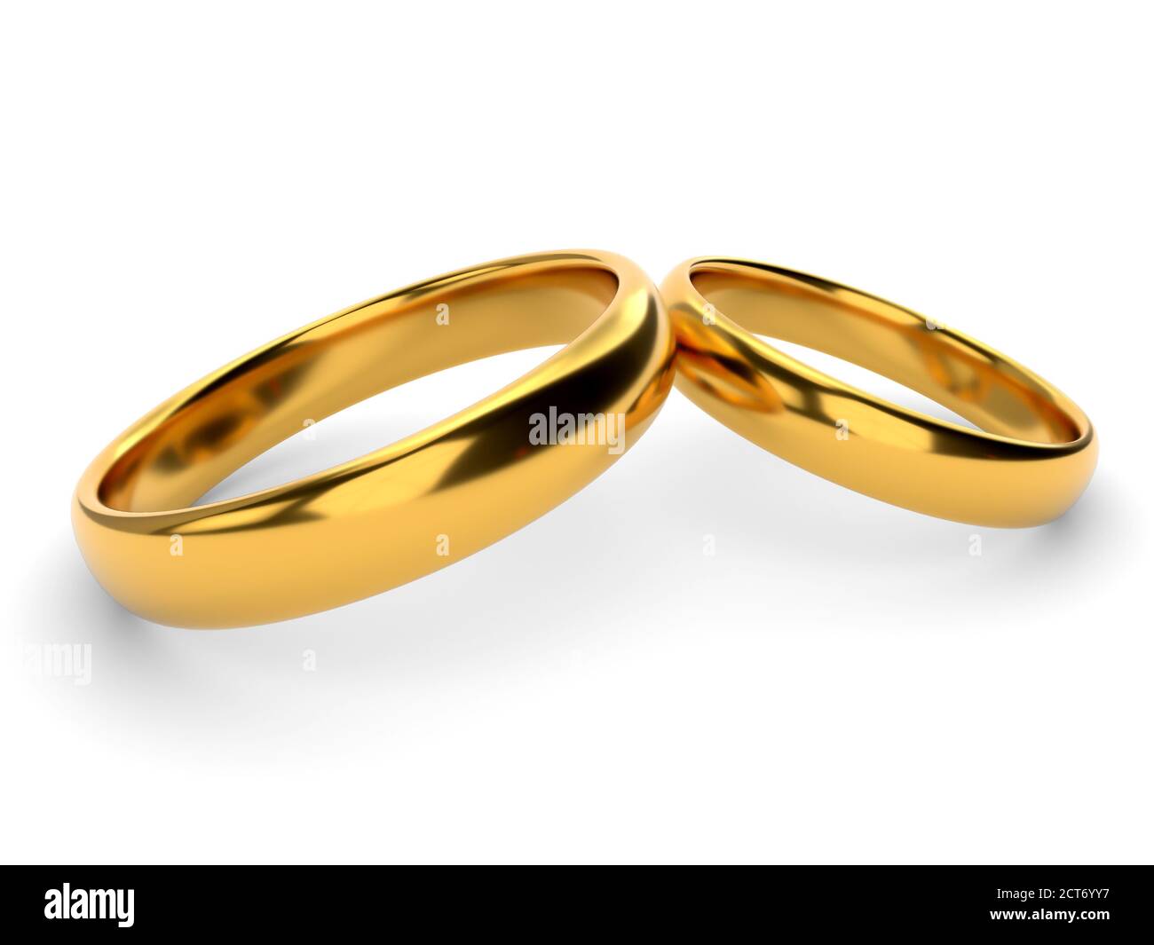 Illustration of two wedding gold rings lie in each other isolated on ...