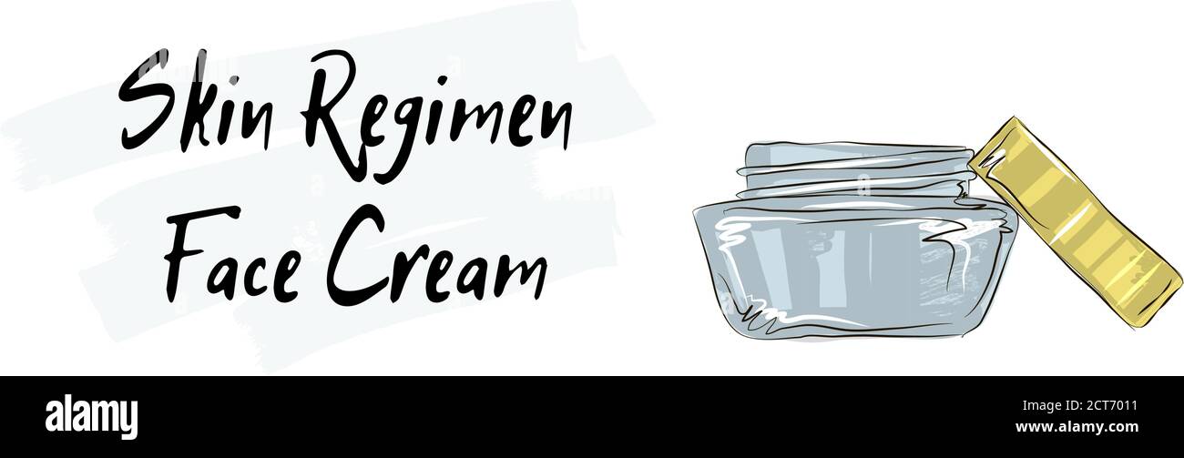 Skin Regimen face cream, sketch of cosmetics Stock Vector Image & Art ...