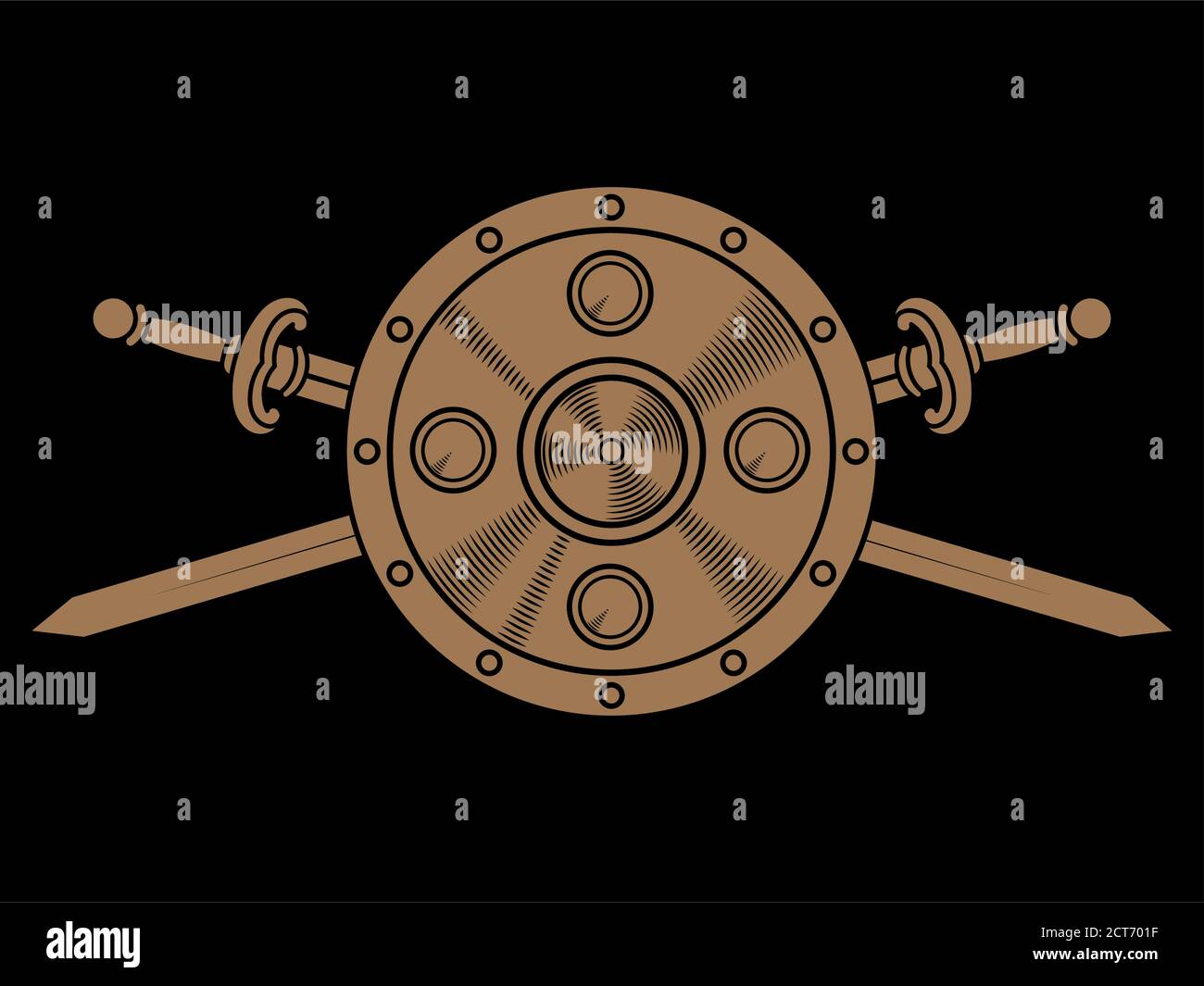 Old Norse Viking Design Two Crossed Battle Viking Swords And Viking
