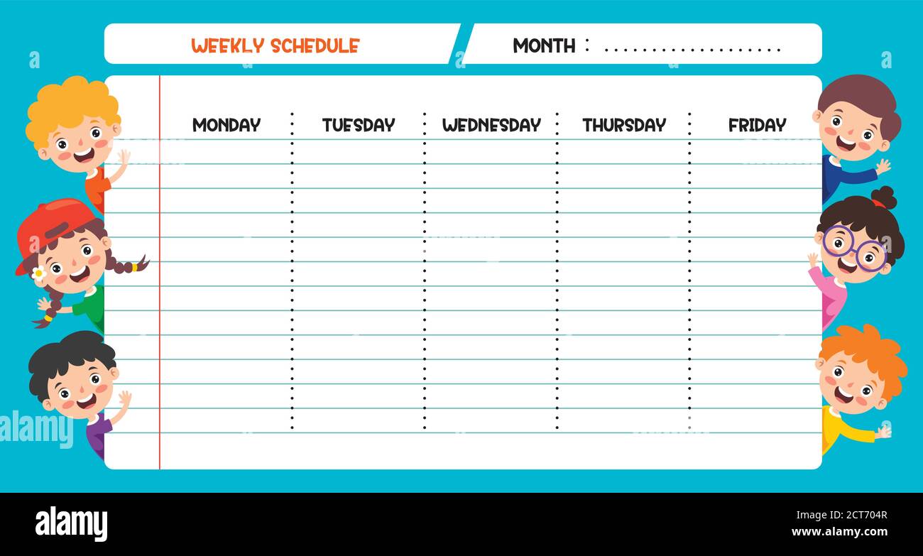 School timetable weekly planner schedule for students hi-res stock ...