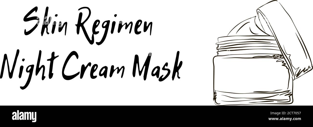 Skin Regimen Night Cream Mask Sketch Of Cosmetics Stock Vector Image