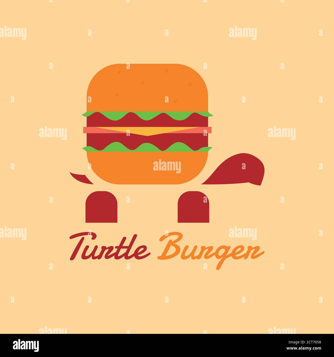 This is a logo design for a burger restaurant using a turtle as its ...