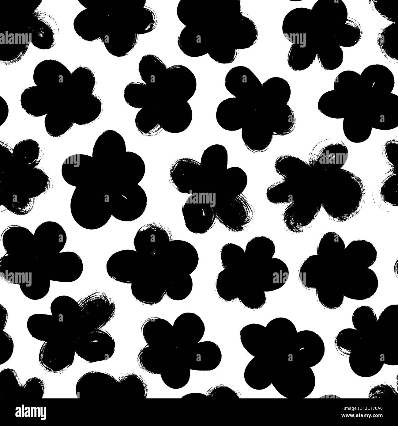 Black abstract flowers vector seamless pattern Stock Vector Image & Art ...