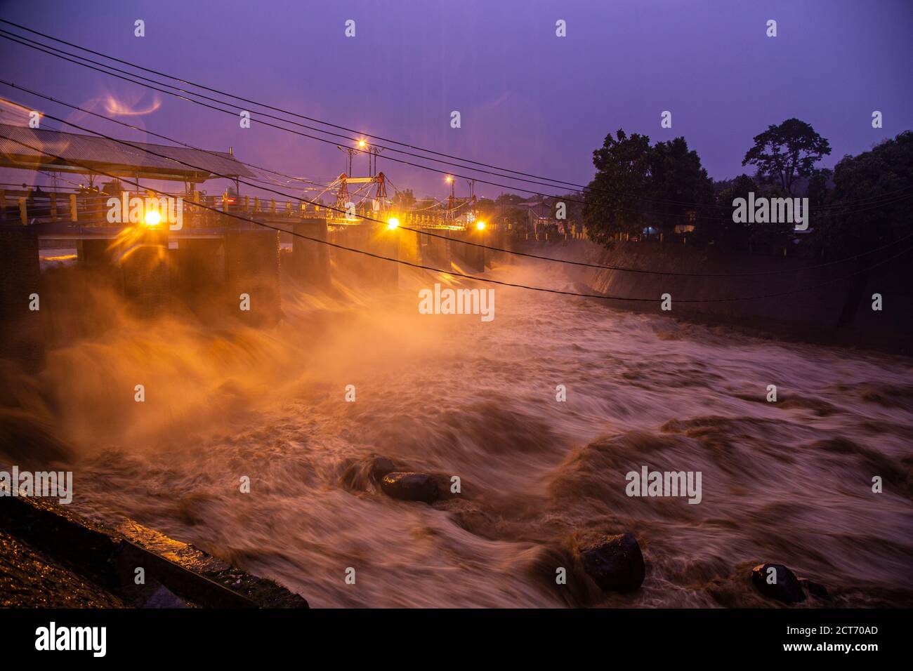 Bogor, Indonesia. 21st Sep, 2020. Rising water level Ciliwung River in ...