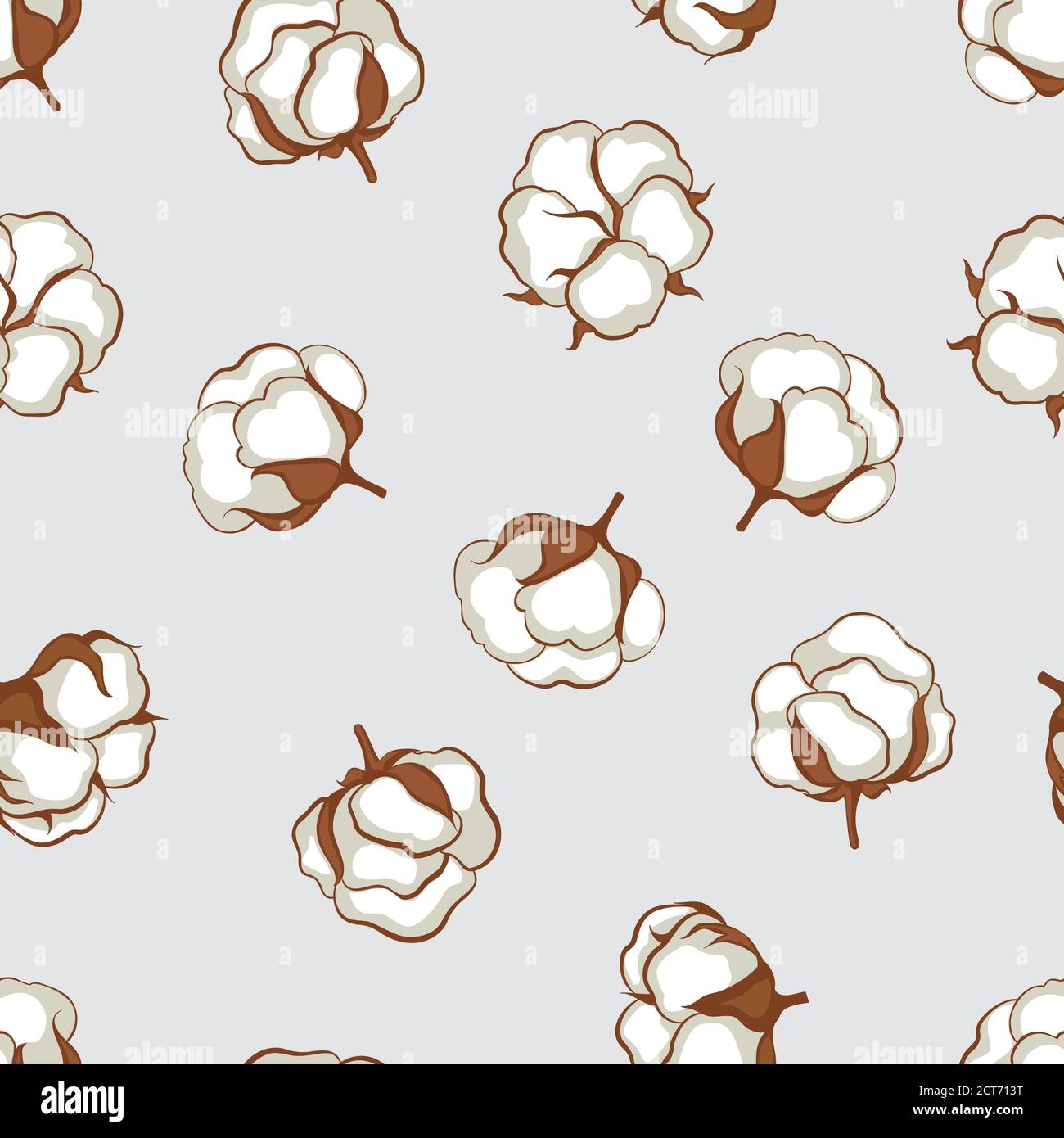Seamless pattern with cotton bolls and branch. Cotton flowers and balls ...