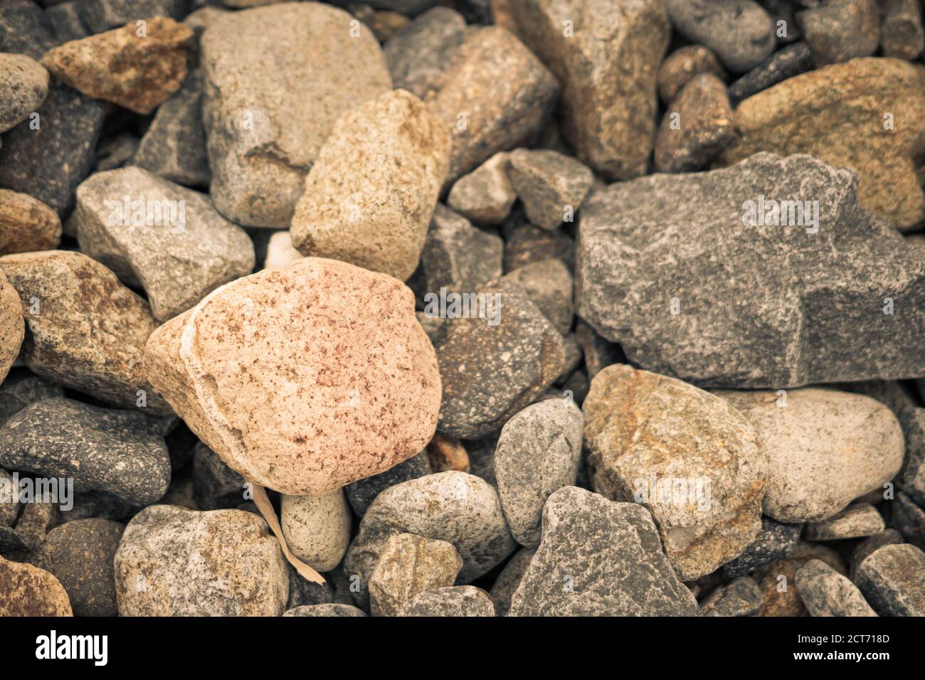 Small and big smooth round pebbles, sea dry stones, multicolour gray ...