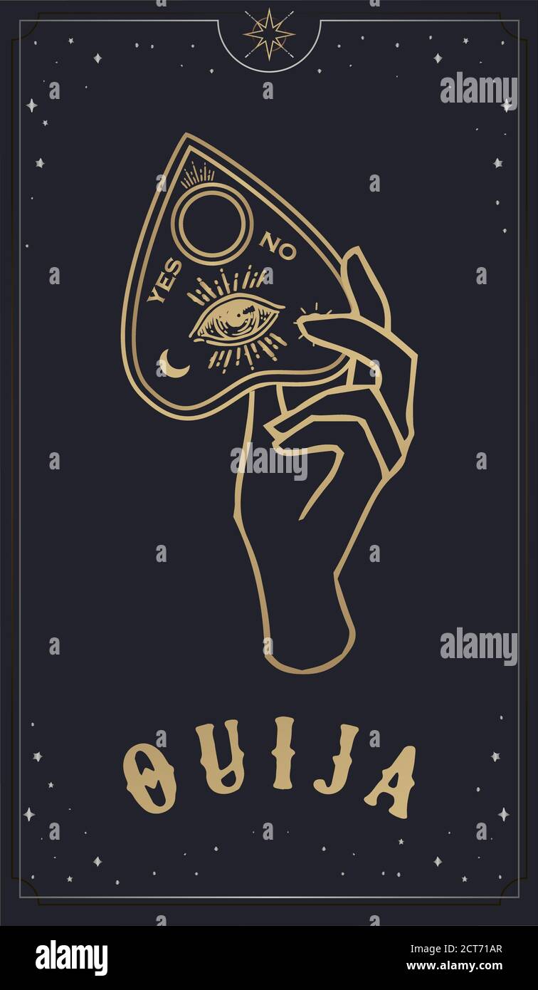 Ouija planchette with eye of providence line art, vector illustration ...