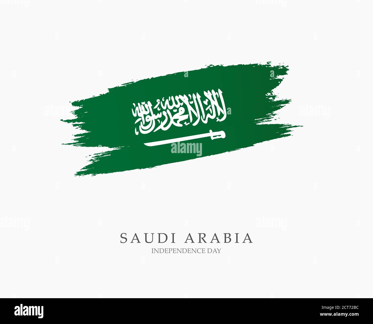 Flag of Saudi Arabia Brush strokes drawn by hand Vector illustration on ...