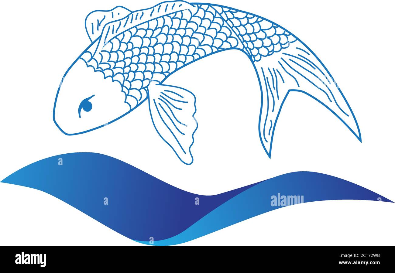 blue fish and ocean wave Stock Vector Image & Art - Alamy