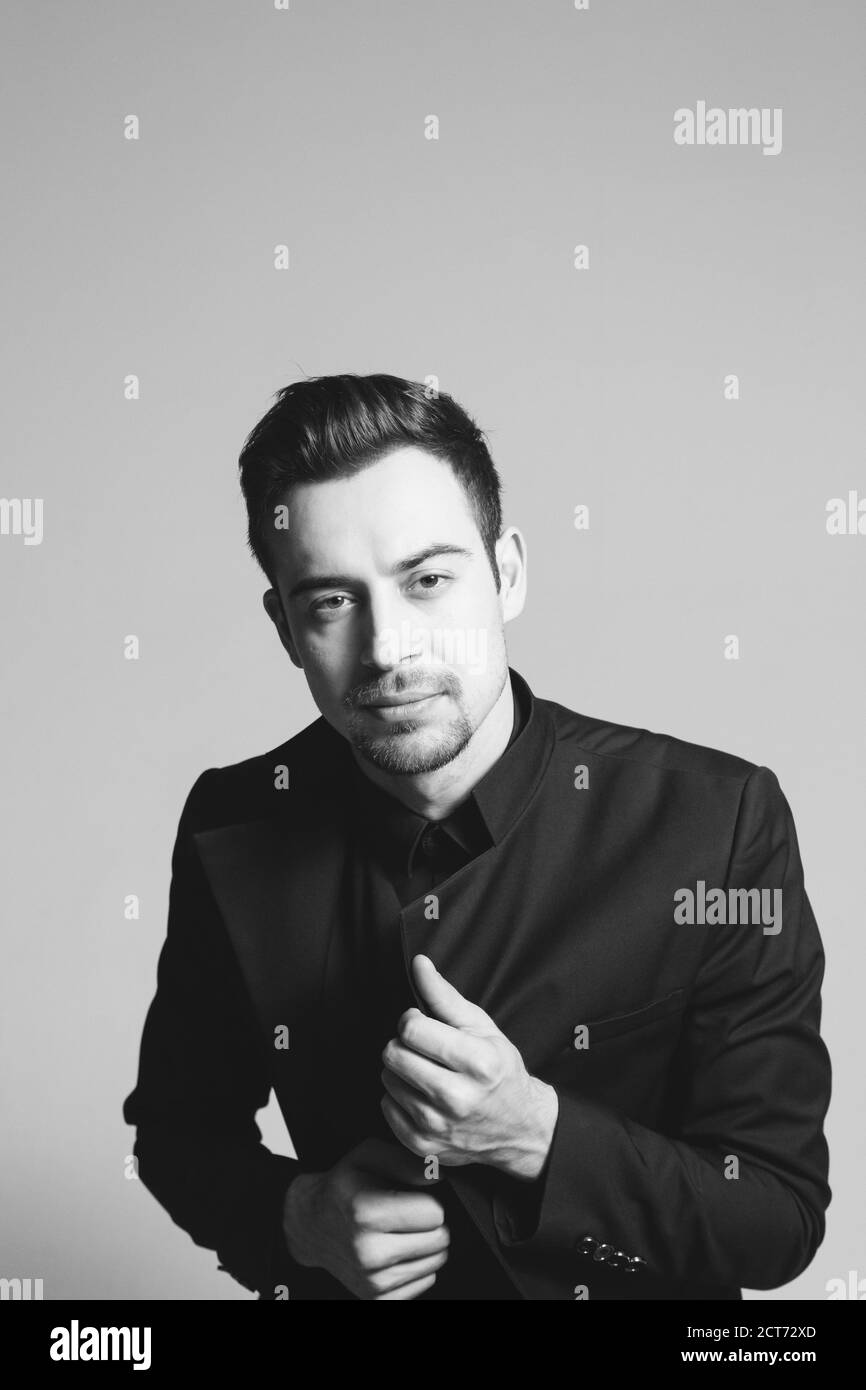 Young man beard isolated against Black and White Stock Photos & Images ...