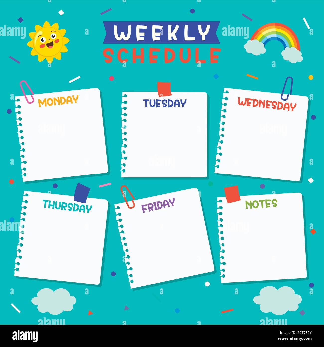 Daily And Weekly Planner For Children Stock Vector Image & Art - Alamy