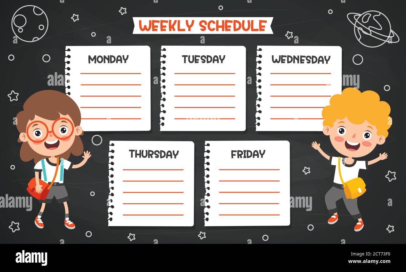 School timetable weekly planner schedule for students hi-res stock ...