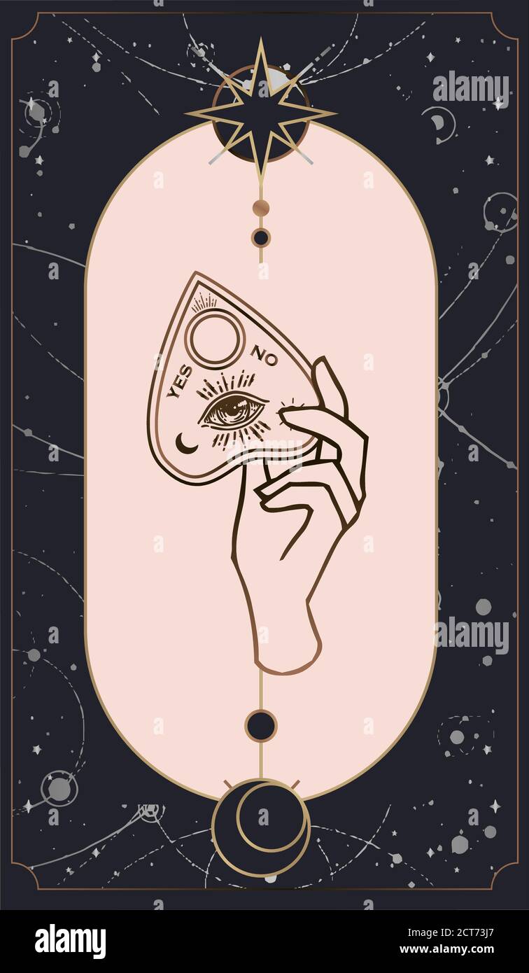 Ouija planchette with eye of providence line art, vector illustration ...