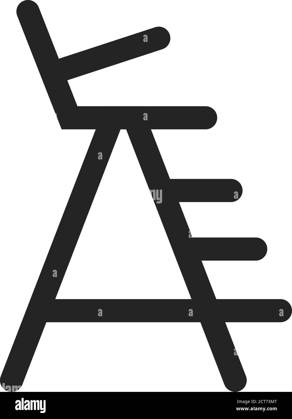 Lifeguard chair icon in thick outline style. Black and white monochrome ...