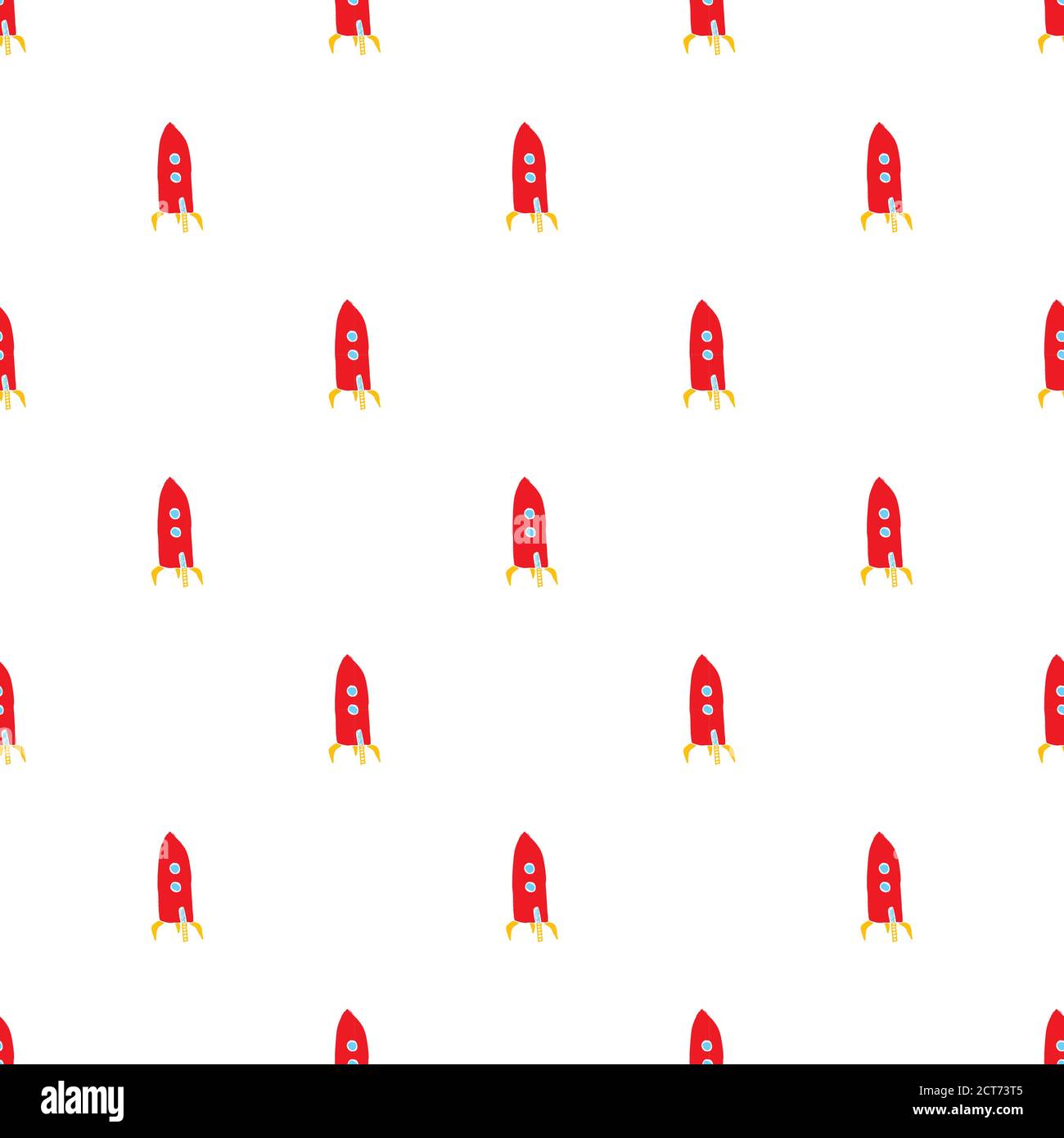 Rocket Seamless pattern. Cute Doodles space ships sketch. Hand drawn ...