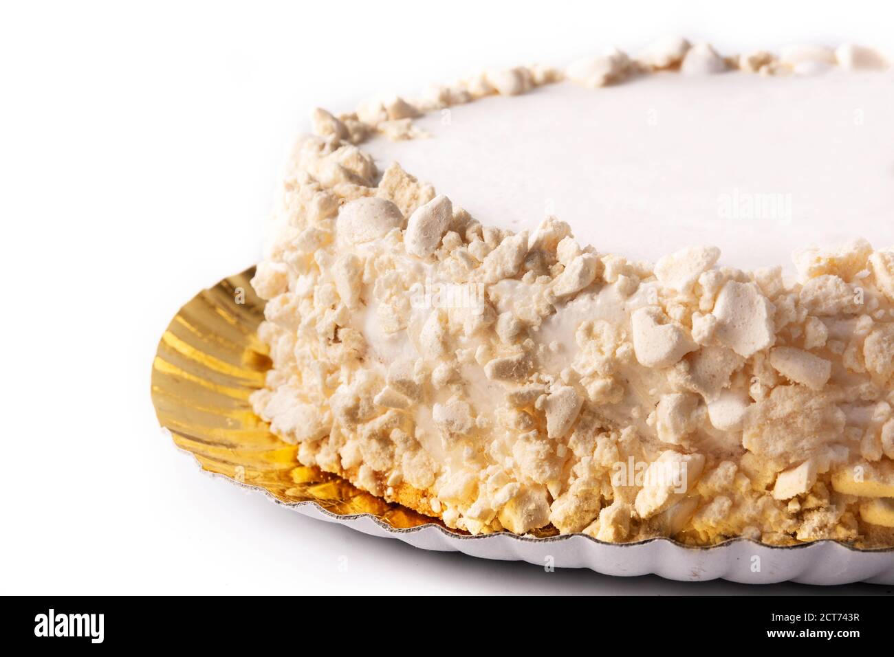 Delicious polvito uruguayo cake with sugar and caramel isolated on ...