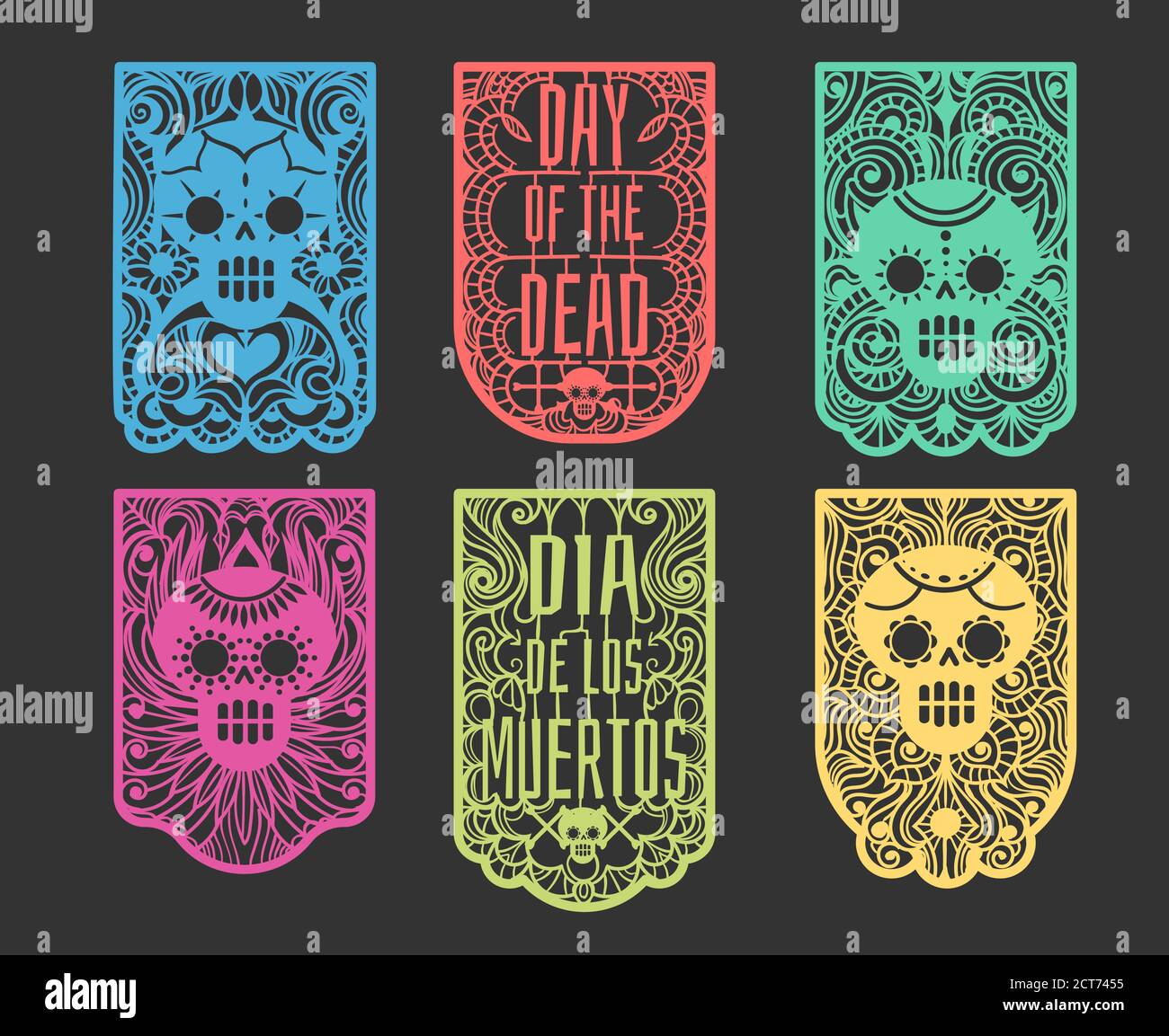 Day of the dead paper flags Stock Vector Image & Art - Alamy