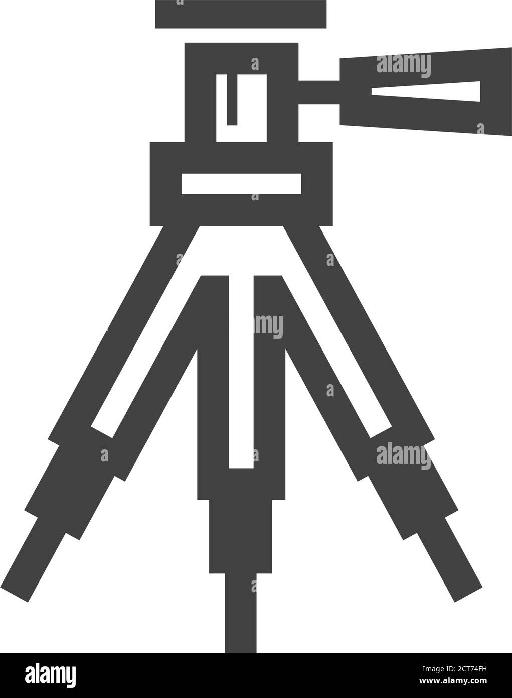 Camera tripod icon in thick outline style. Black and white monochrome ...