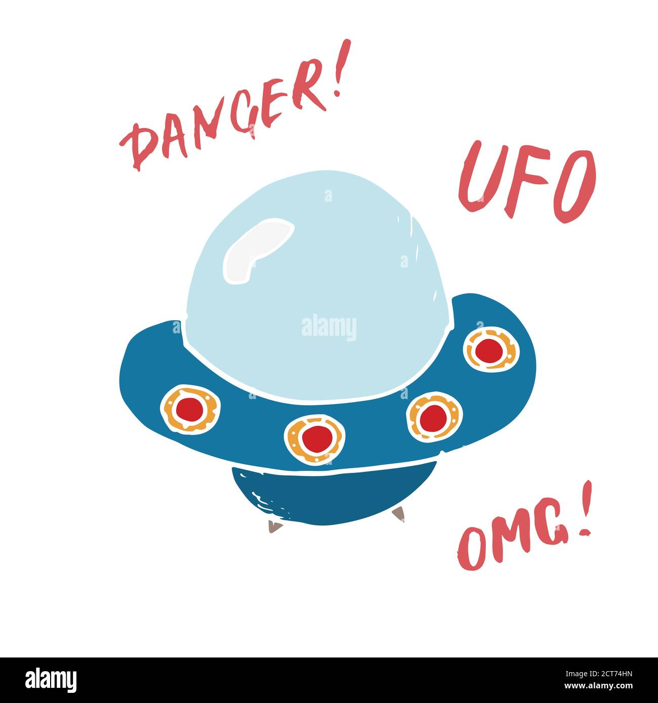 Cute Ufo Cartoon Hand Drawn aliens spaceship Doodle t-shirt print ...