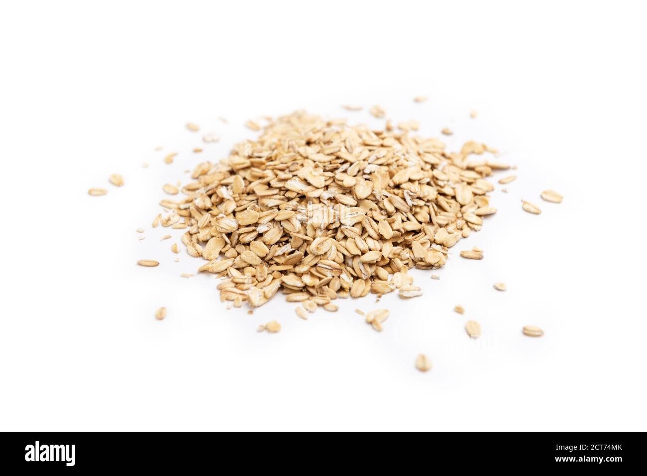 Side view of a pile of oat flakes isolated on a white background Stock ...