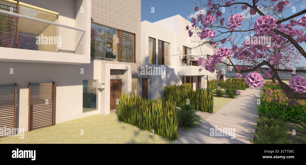 3d render of building exterior, outdoor view Stock Photo - Alamy