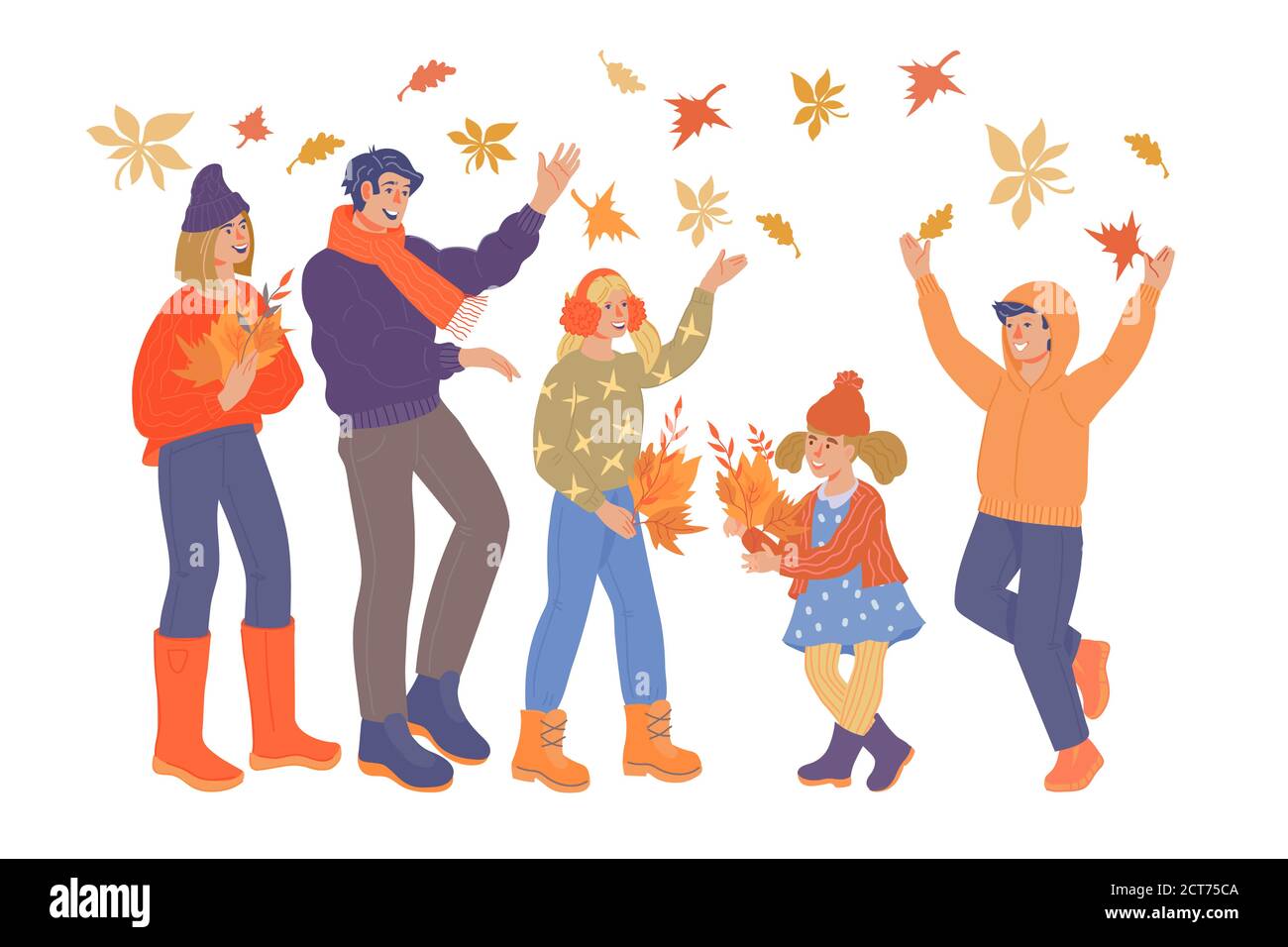Father children autumn Stock Vector Images - Alamy