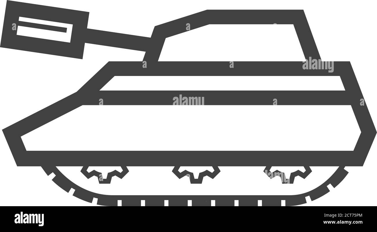 Tank icon in thick outline style. Black and white monochrome vector ...