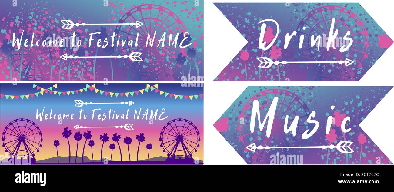Pastel Coachella Themed Festival Printed, Package Set. Print version ...